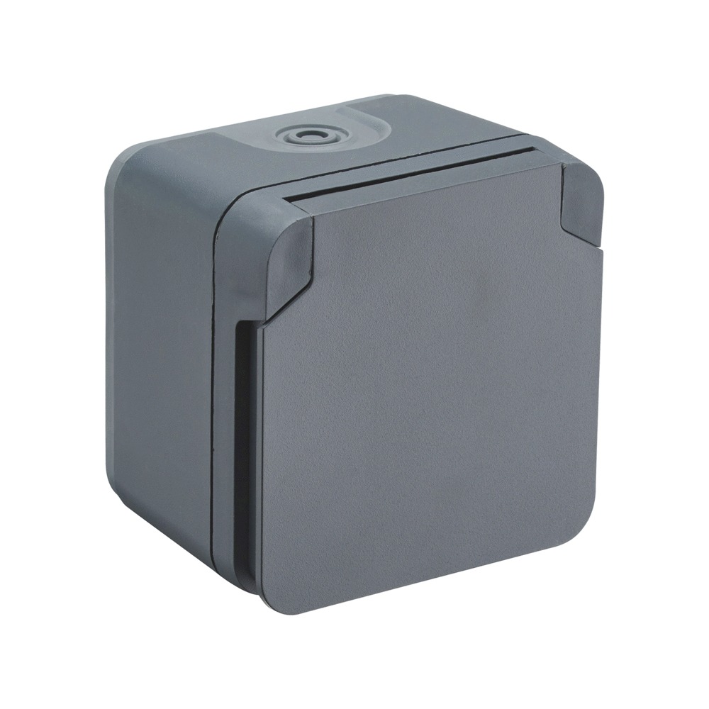 Prise 2 pôles+terre étanche IP55 anthracite Cyklone DEBFLEX | 1633011 ...