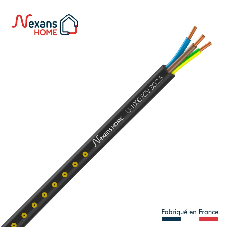 Câble U1000 R2V 3G2,5 mm² 5 m | 350371 | Electricité et domotique | L ...