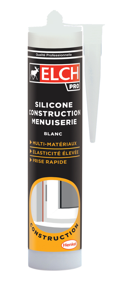 Mastic silicone construction menuiserie blanc 300 ml ELCH PRO | 1176953 ...