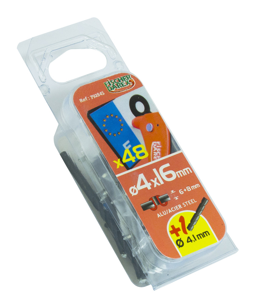 Rivets 4 x 16 mm pour plaque d'immatriculation par 48 | 1056193 ...