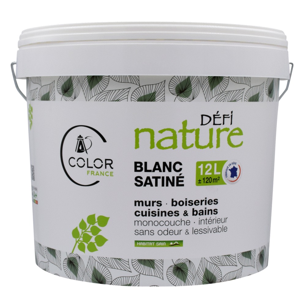 Peinture naturelle monocouche blanc satin 12 l - DEFI NATURE | 1481804 | Peinture et droguerie ...