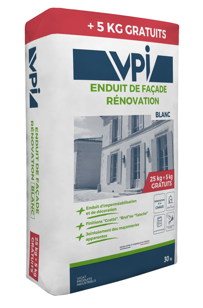 Enduit de façade rénovation blanc 25 kg + 5KG VPI | 1667544 | Matériaux ...