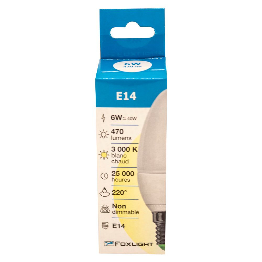 Ampoule LED flamme E14 6W 470 lumens FOX LIGHT | 1026843 | Ampoule ...