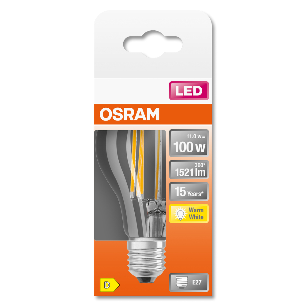 Ampoule LED E27 Retrofit 10W = 1521 lumens blanc chaud Led Star OSRAM ...