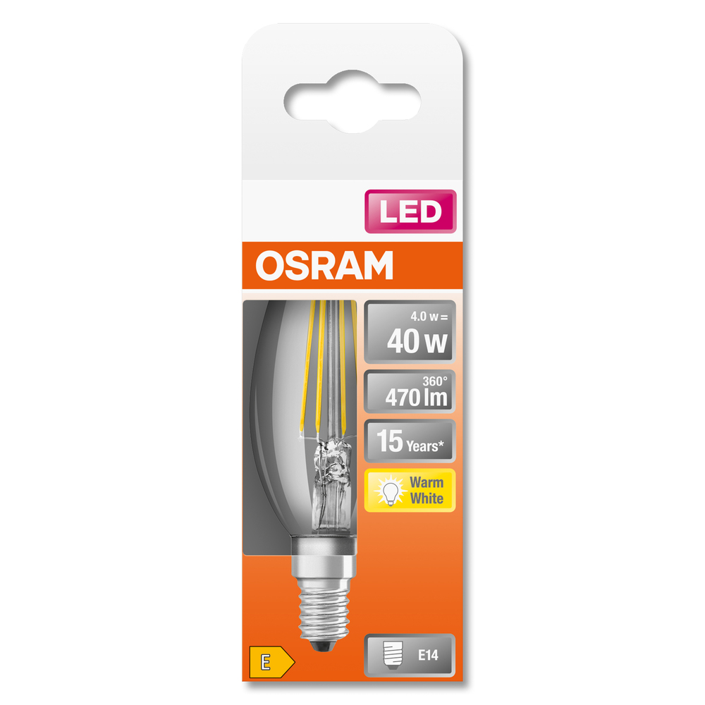 Ampoule LED E14 flamme à filament 5 W = 470 lumens blanc chaud OSRAM | 1330340 | Ampoule ...