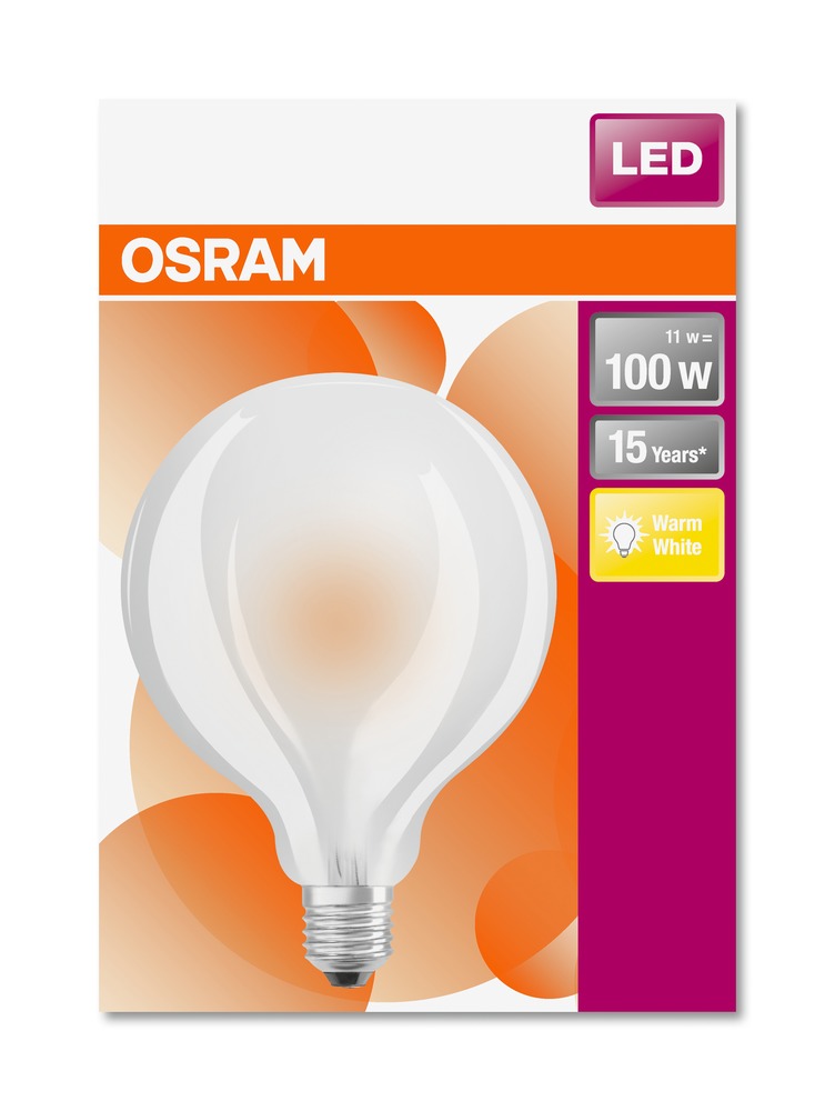 Ampoule LED globe dépolie E27 12 W =1521 lumens blanc chaud RETROFIT CLASSIC OSRAM | 1109592 ...