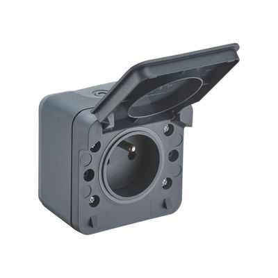 Prise 2 pôles+terre étanche IP55 anthracite Cyklone DEBFLEX | 1633011 ...